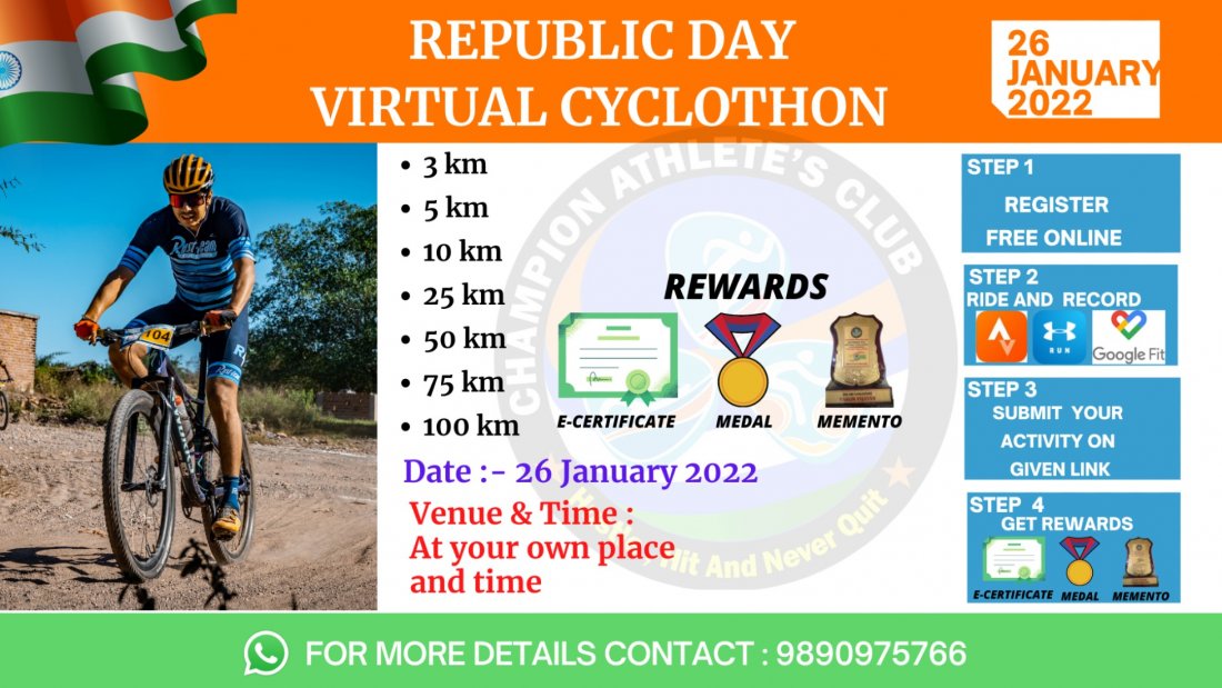73rd REPUBLIC DAY #VIRTUAL CYCLOTHON/ CYCLING Tickets, Chennai, 26 ...