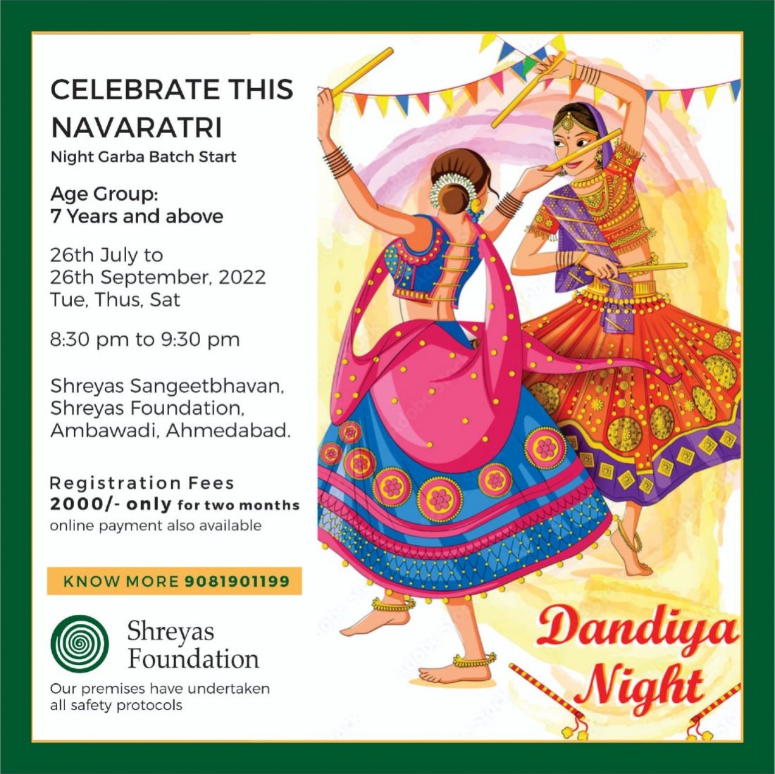 Navratri Garba Classes Tickets, Shreyas Foundation, Ahmedabad, 26 July ...