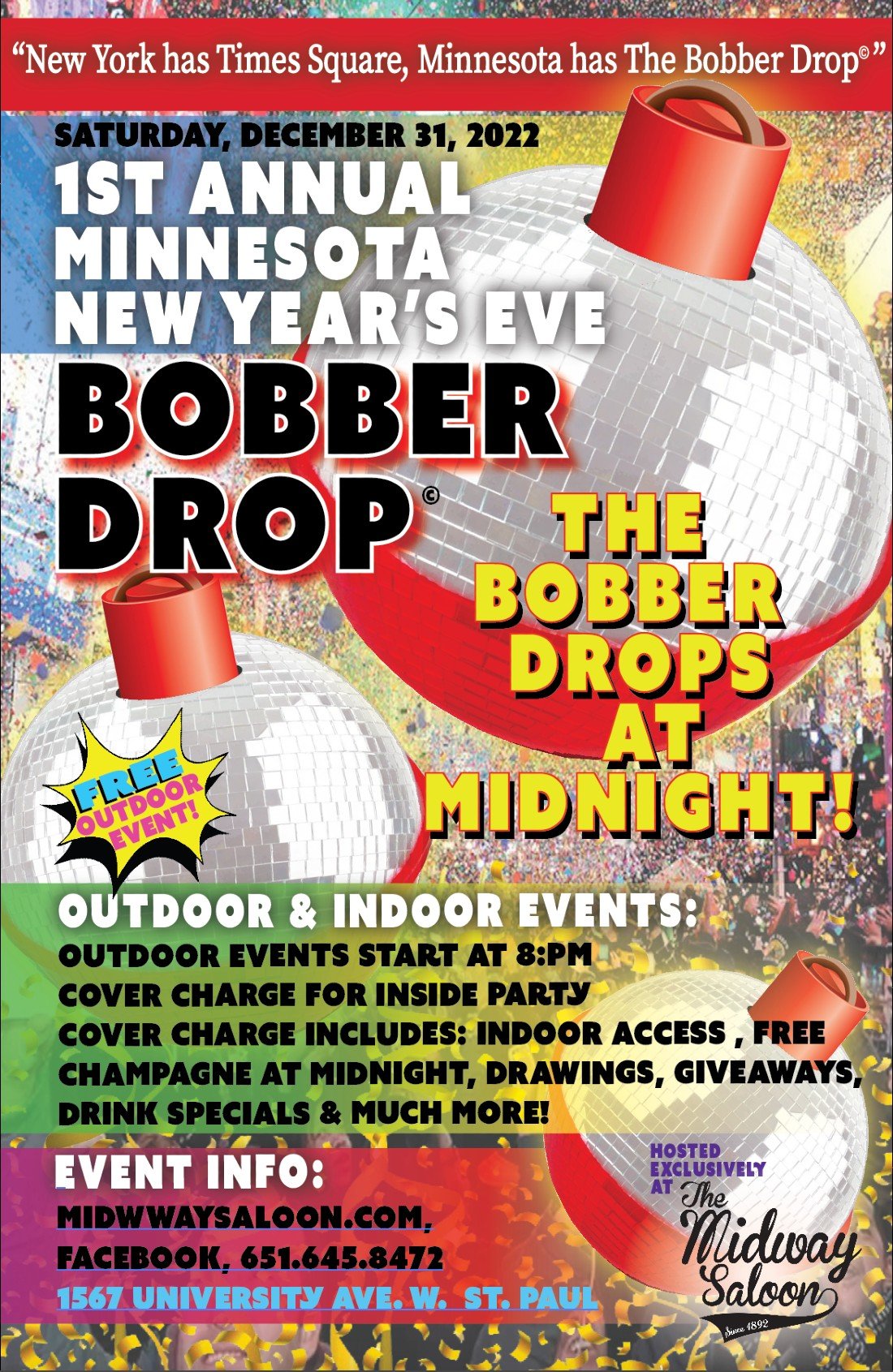 NYE Bobber Drop Celebration, The Midway Saloon, Minneapolis, 31 ...