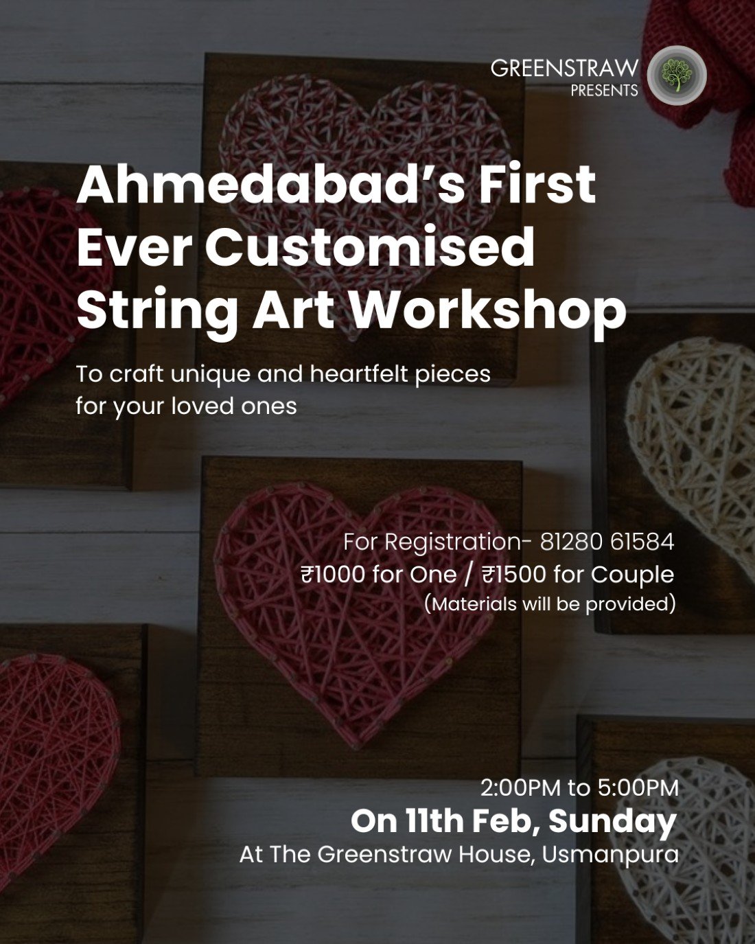 String Art Workshop ( couple/dual entry) Tickets, The Greenstraw House, Ahmedabad, 11 February 2024