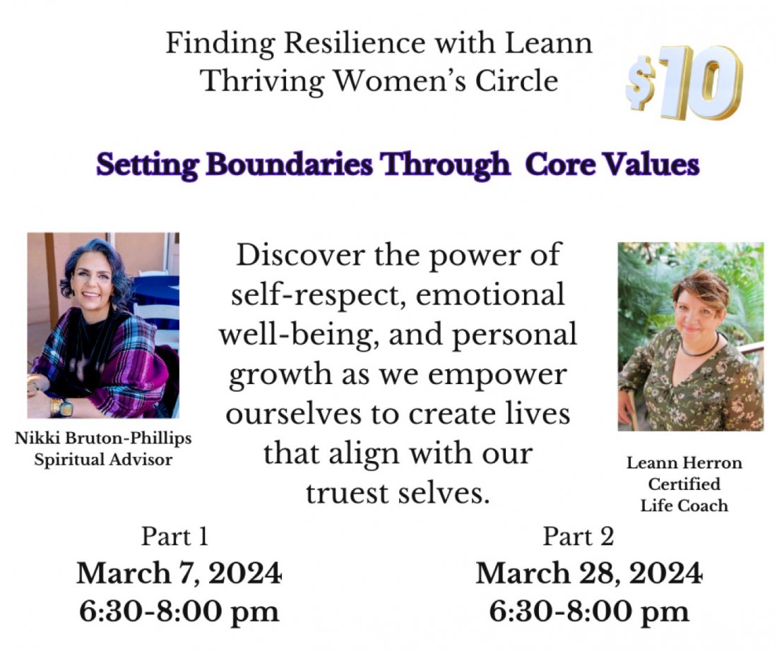 Setting Boundaries Through Core Values Tickets, Finding Resilience with Leann, Albuquerque, 7 ...