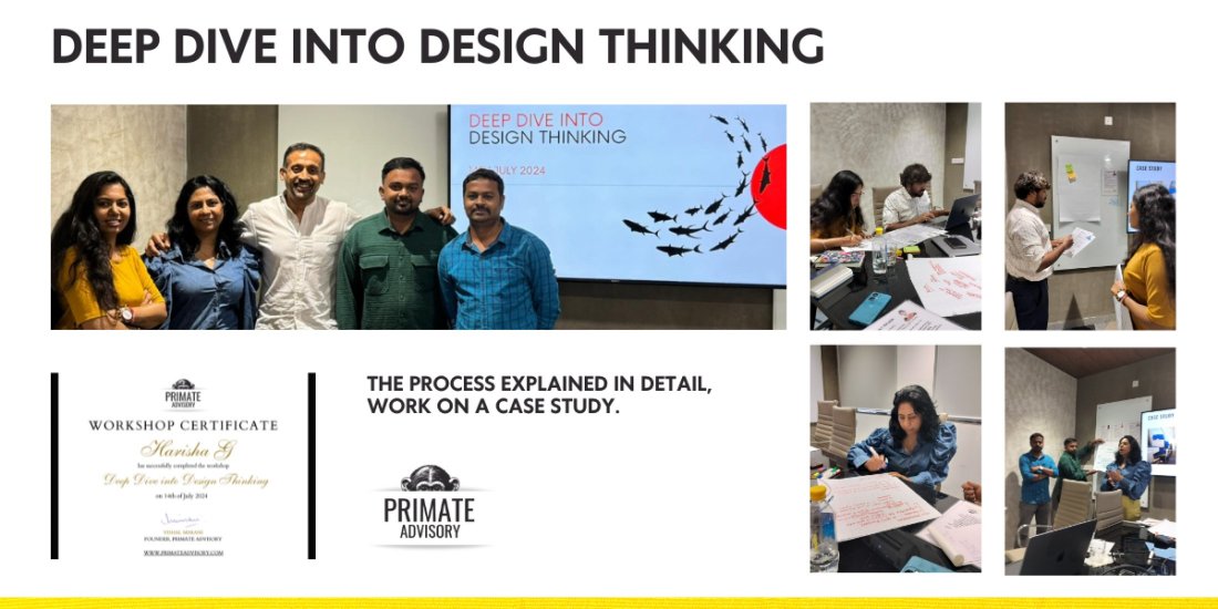 Deep-dive into Design Thinking Tickets, Primate Advisory, Bangalore, 4 August to 1 September